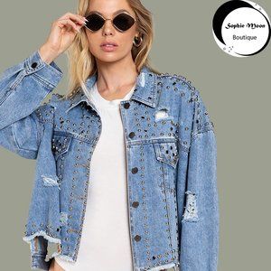 POL | Jackets & Coats | Designer Pol Boho Chic Metal Rivet Jean Jacket ...